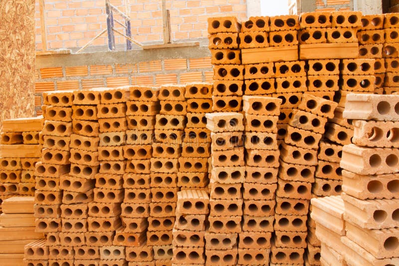 Industrial Bricks at Construction Site Stock Photo - Image of industry ...