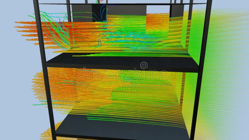 Industrial Building Airflow Simulation - CFD Simulation Computational Fluid Dynamics Stock ...