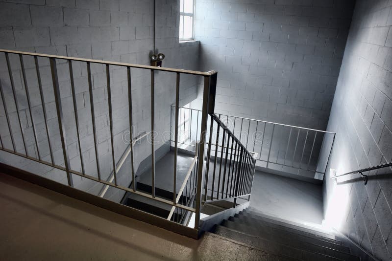 Industrial Building Emergency Exit Stairway Stock Image - Image of ...