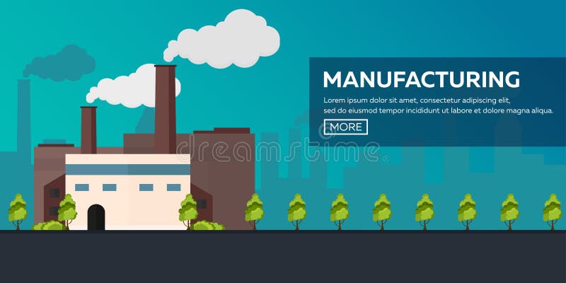Industrial Building Factory. Manufacturing. Vector Flat Illustration ...