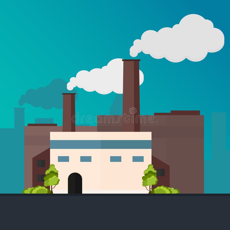 Industrial Building Factory. Manufacturing. Vector Flat Illustration ...