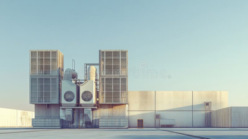 Industrial Building Featuring Large Ventilation Units and Minimalist ...