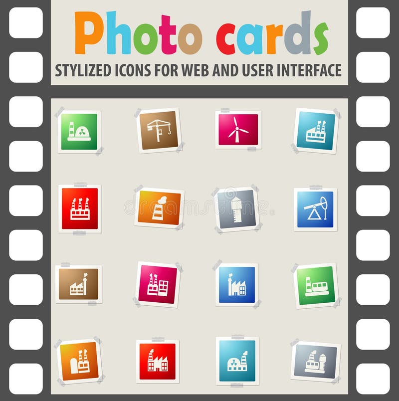 Industrial Building Icon Set Stock Illustration - Illustration of ...