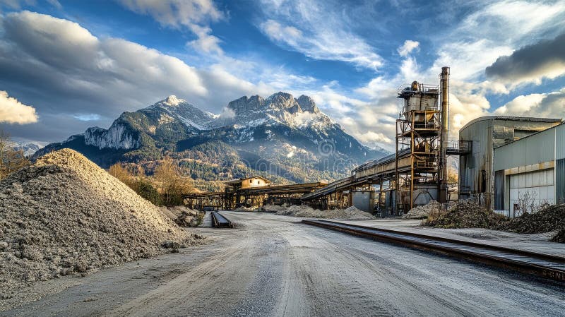 Industrial Building for Processing Crushed Stone and Gravel with ...