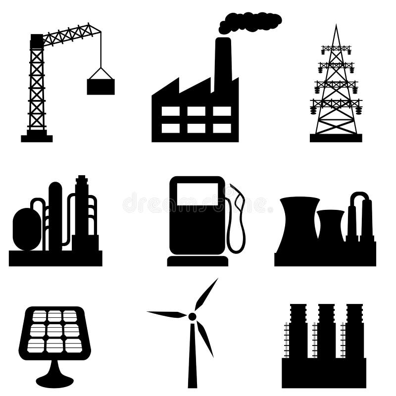 Industrial Buildings, Factories and Power Plants Stock Vector ...