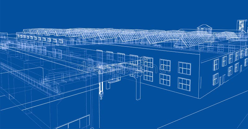 Industrial Buildings. Vector Stock Vector - Illustration of silhouette ...