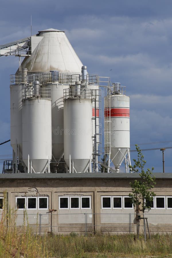Industrial Bulk Storage Building of a Concrete Factory Stock Photo ...