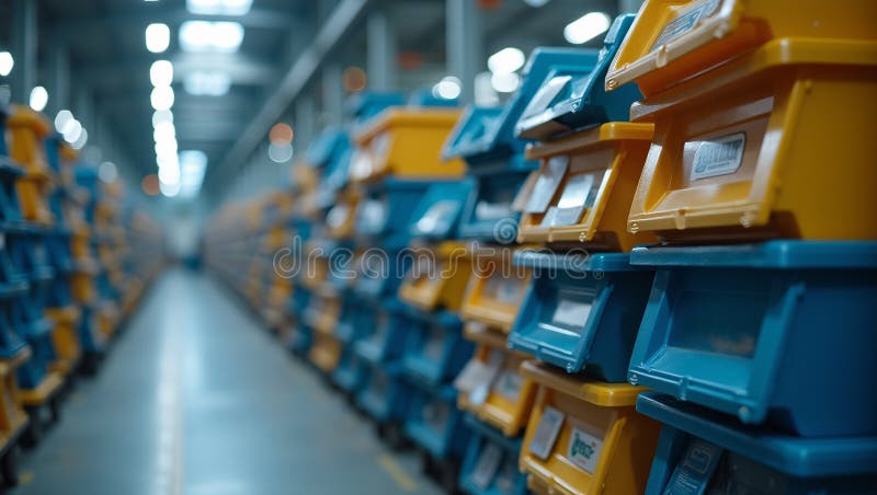 Industrial Bulk Storage Containers in Manufacturing Facility Stock ...