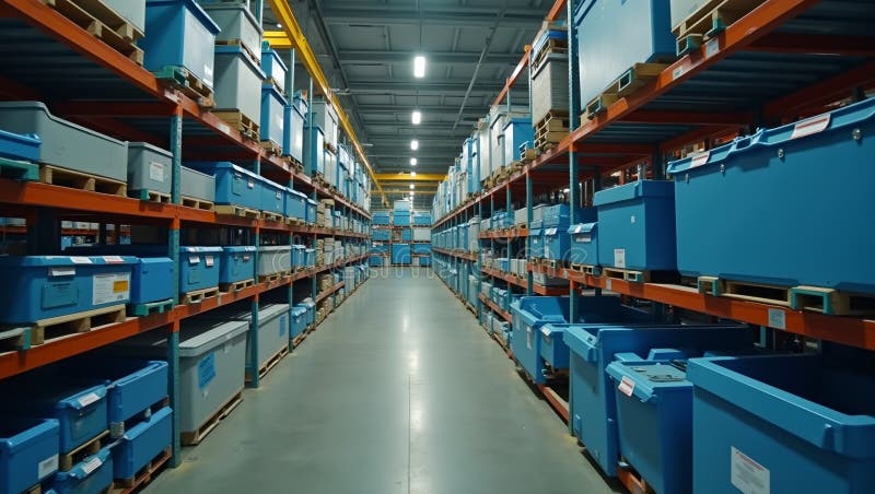 Industrial Bulk Storage Containers in Manufacturing Facility Stock ...