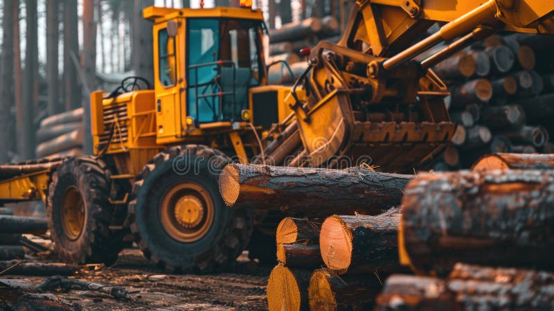 Industrial Bulldozer Parked Next To a Pile of Logs, Suitable for ...