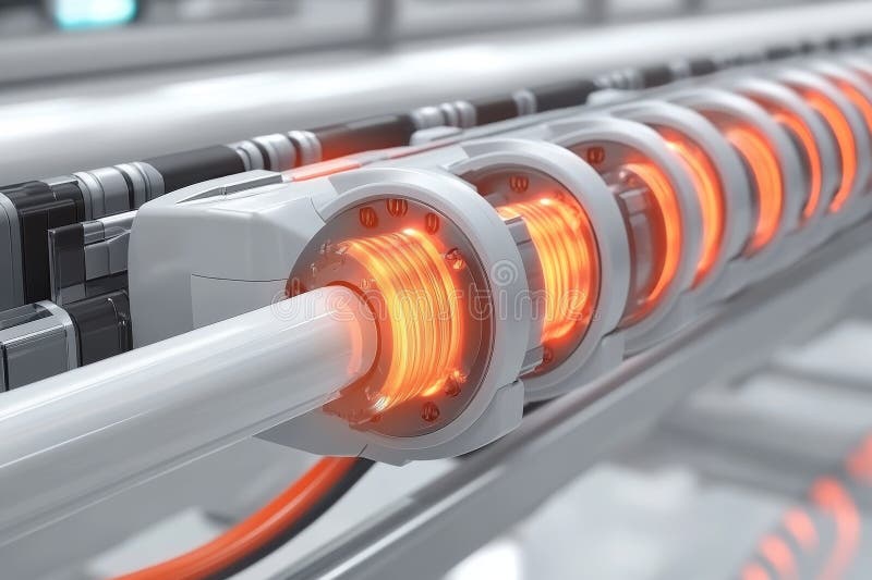 Industrial Cables Being Transported through a High Tech Pipe System ...