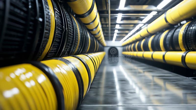 Industrial Cables Running through a High-tech Facility, Representing Modern Infrastructure ...