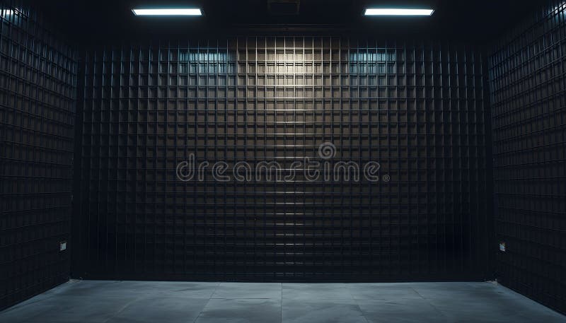 Industrial Cage Interior with Metal Grid and Concrete Floor Stock ...