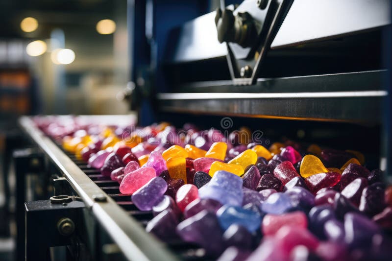 Industrial Candy Production Line Creating Sweets Stock Illustration ...