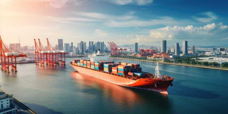 Industrial Cargo Ship, Container Cargo for Sea Import Concept ...