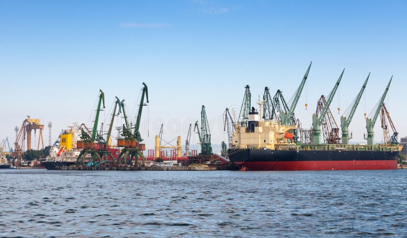 Industrial Cargo Ship is Loading in Port of Varna Stock Image - Image ...