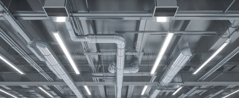 The Modern Ductwork System Showcased in an Industrial Ceiling Design ...
