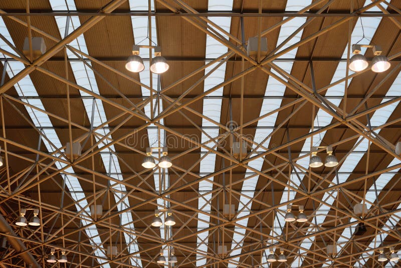 Industrial Ceiling Lights in the Pavilion Stock Photo - Image of ...
