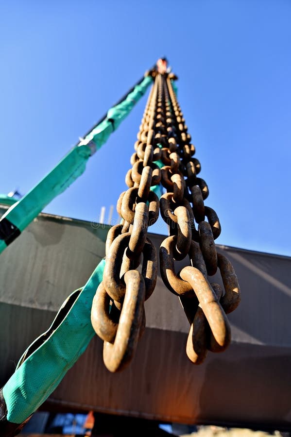 Industrial Chain on Construction Crane Stock Image - Image of industry ...