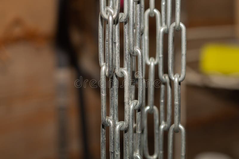 Industrial Chains Close Up. Hanging Chain Stock Photo - Image of iron ...