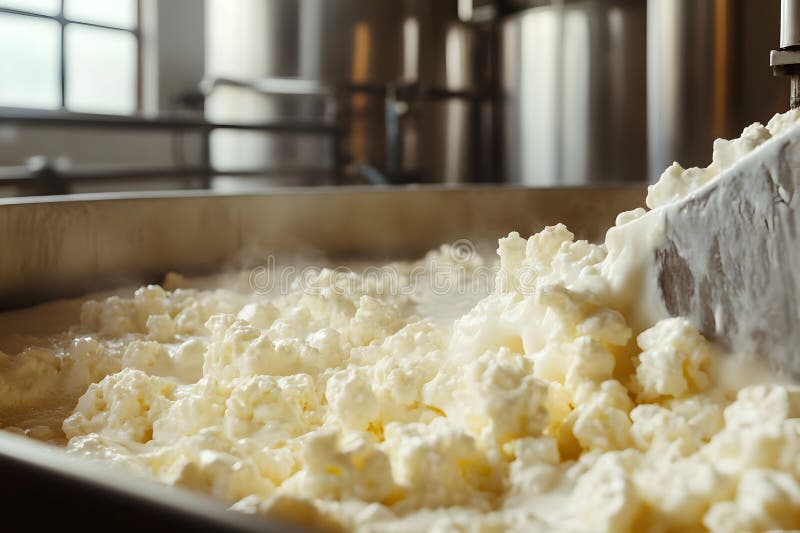 Industrial Cheese Production Process with Fresh Curds in a Dairy ...