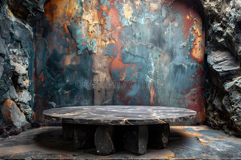 Industrial Chic Interior Design with a Rusted Metal Wall and Stone ...