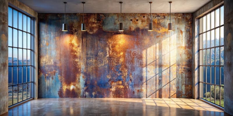 Industrial-chic Interior Design Sunlit Room with Textured Wall and ...