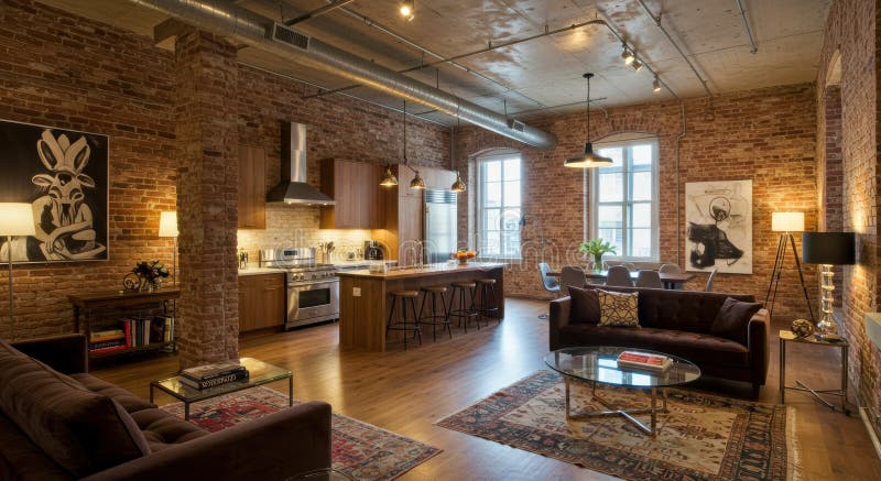 Industrial Chic Loft with Exposed Brick Walls and Modern Kitchen Design ...