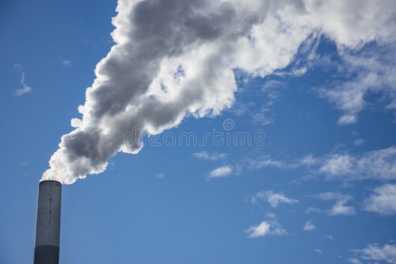 Industrial Chimney Thermal Power Plant Pollution In The Air Steam