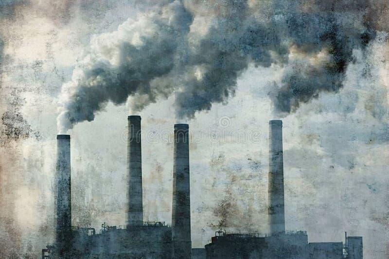 Industrial Chimneys Releasing Smoke into the Atmosphere: Pollution ...