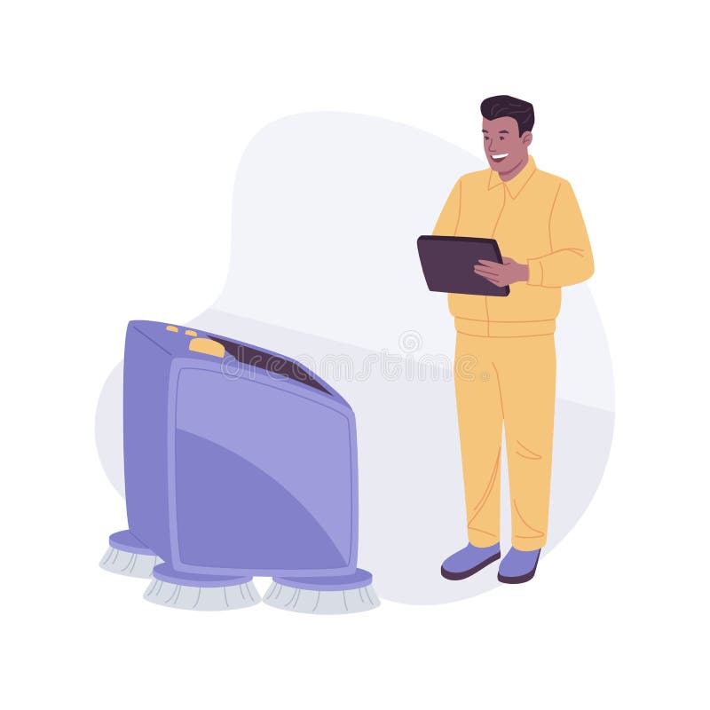 Industrial Cleaning Robot Isolated Cartoon Vector Illustrations. Stock ...