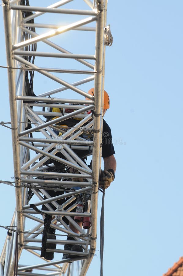 Industrial Climber or Height Worker at Work Stock Image - Image of ...