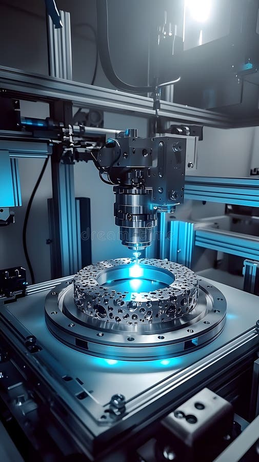 Industrial Close-up of Advanced Machining Process Stock Illustration ...