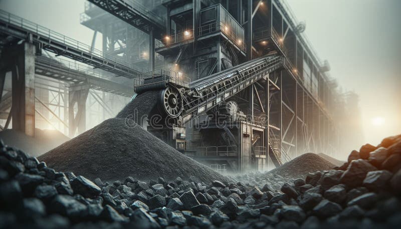 Industrial Coal Processing Plant with Conveyor Belt and Machinery Stock ...
