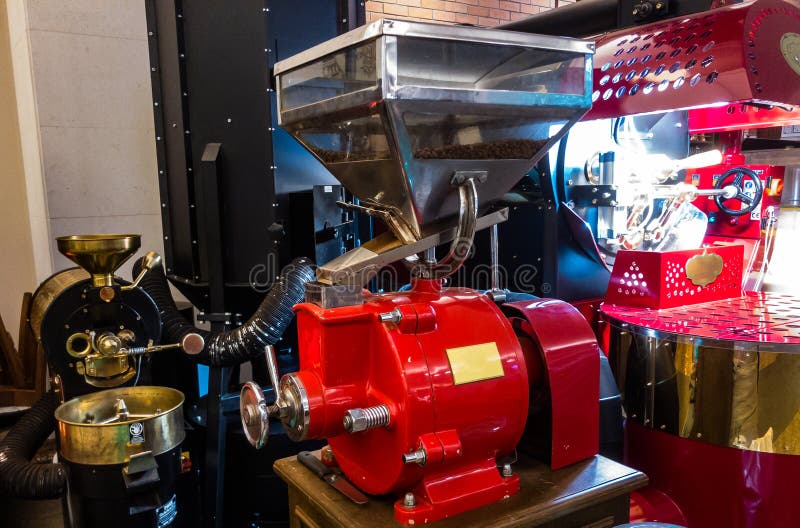 Coffee Grinder with a Roaster on the Background Stock Photo - Image of ...