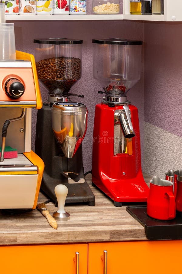 Industrial Coffee Grinder in a Cafe Stock Image - Image of modern ...