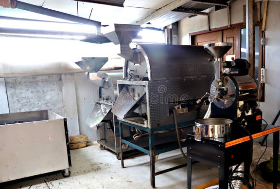 Industrial Coffee Roasting Machines in a Commercial Processing Facility ...