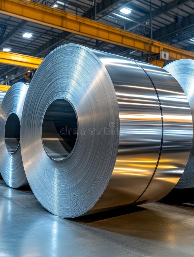 Industrial Coils of Large Steel Sheets Massive Steel Coils Symbolize ...