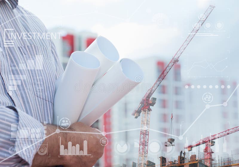 Industrial Collage with Charts Stock Photo - Image of architectural ...