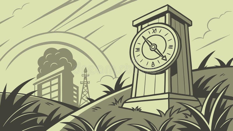 Industrial Compass Clock Time Direction in Urban Decay, Vector Design ...
