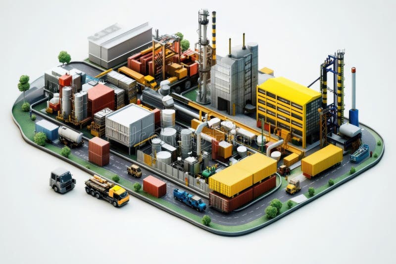 Industrial Complex, a 3D Isometric Representation of Modern ...