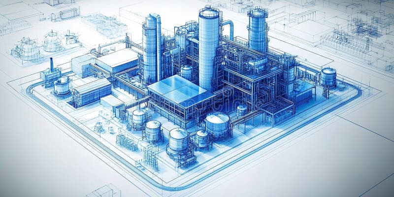 Industrial Complex Design Featuring Towering Structures and Intricate ...