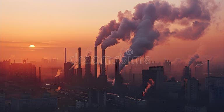Industrial Complex Emitting Smoke at Dusk: a Visual Representation of ...