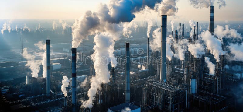 Industrial Complex Emitting Smoke and Pollution from Multiple ...