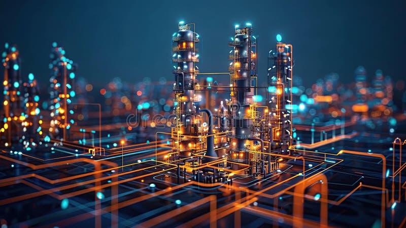 Industrial Complex with Futuristic Design Stock Illustration ...