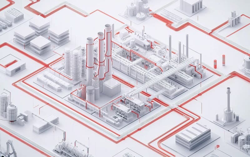 An Industrial Complex with Interconnected Structures and Pipelines in a ...