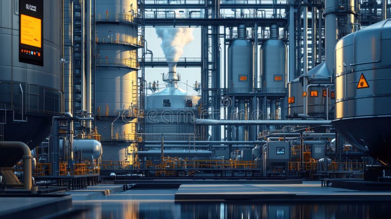 Industrial Complex with Large Tanks, Pipes, and Structures, Showcasing ...