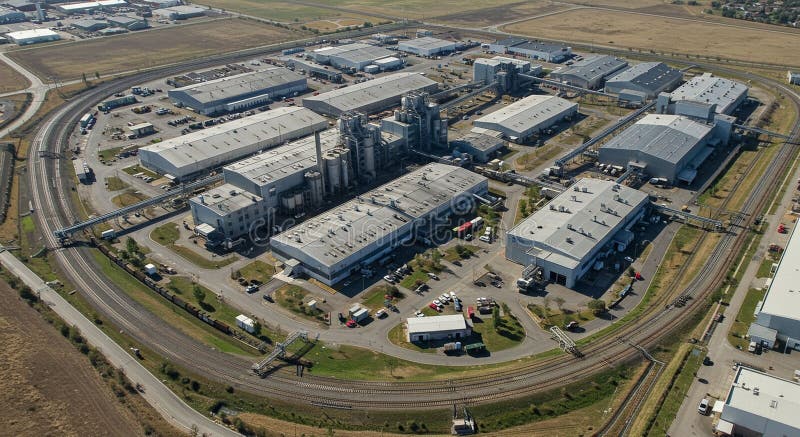 Industrial Complex with Multiple Large Buildings Positioned within an ...