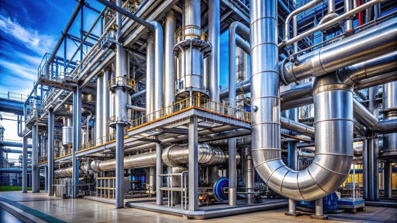 Industrial Complex a Network of Steel Pipelines and Platforms Under a ...