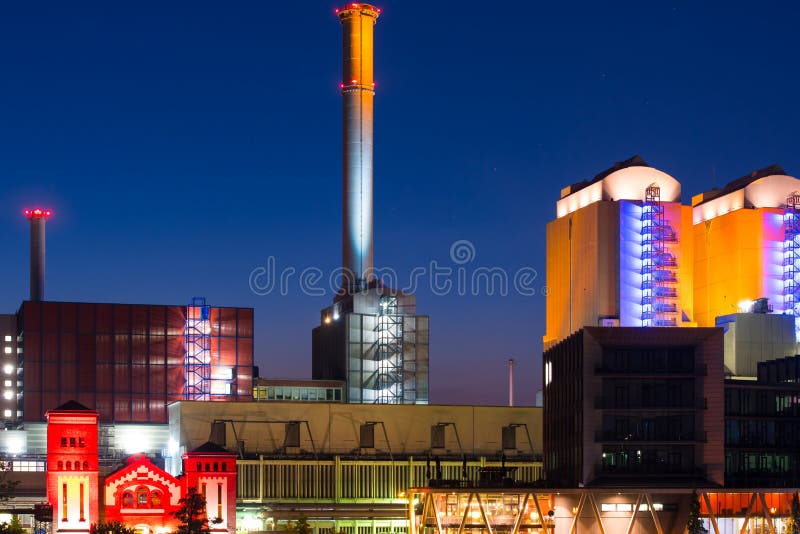 Industrial Complex at Night Stock Image - Image of factory, roof: 96630795